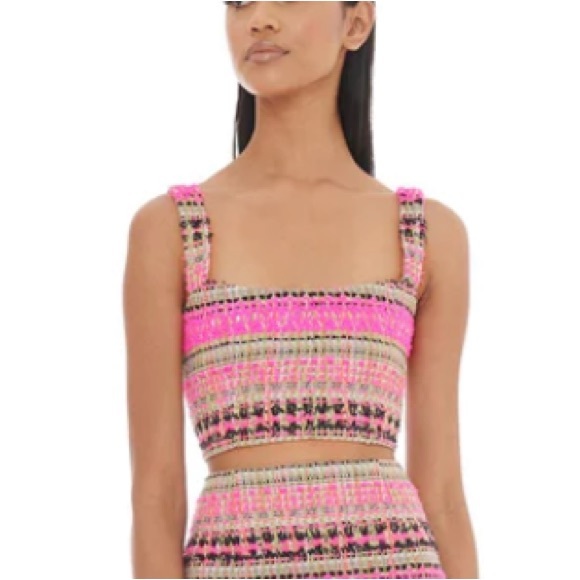 Eliya The Label | Tops | Eliya The Label Pink Multicolored Tweed ...